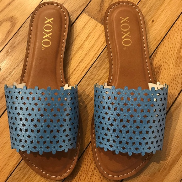 XOXO | Shoes | New Blue Slides Sandals Shoes Size 5 | Poshmark